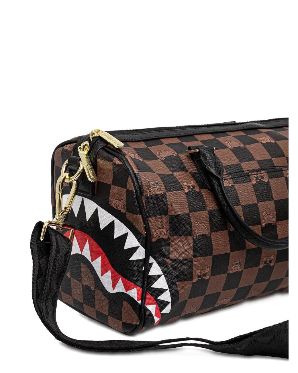 Sprayground Small Peeking Character Check-Pattern Duffle Bag in Black ...