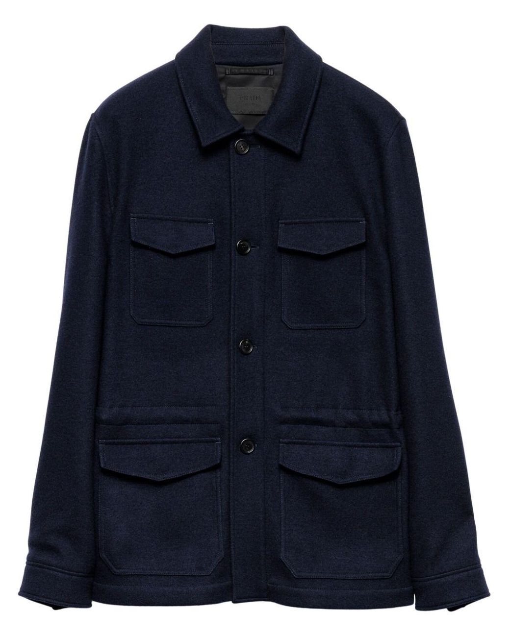 Prada Wool-Cashmere Safari Jacket in Blue for Men | Lyst