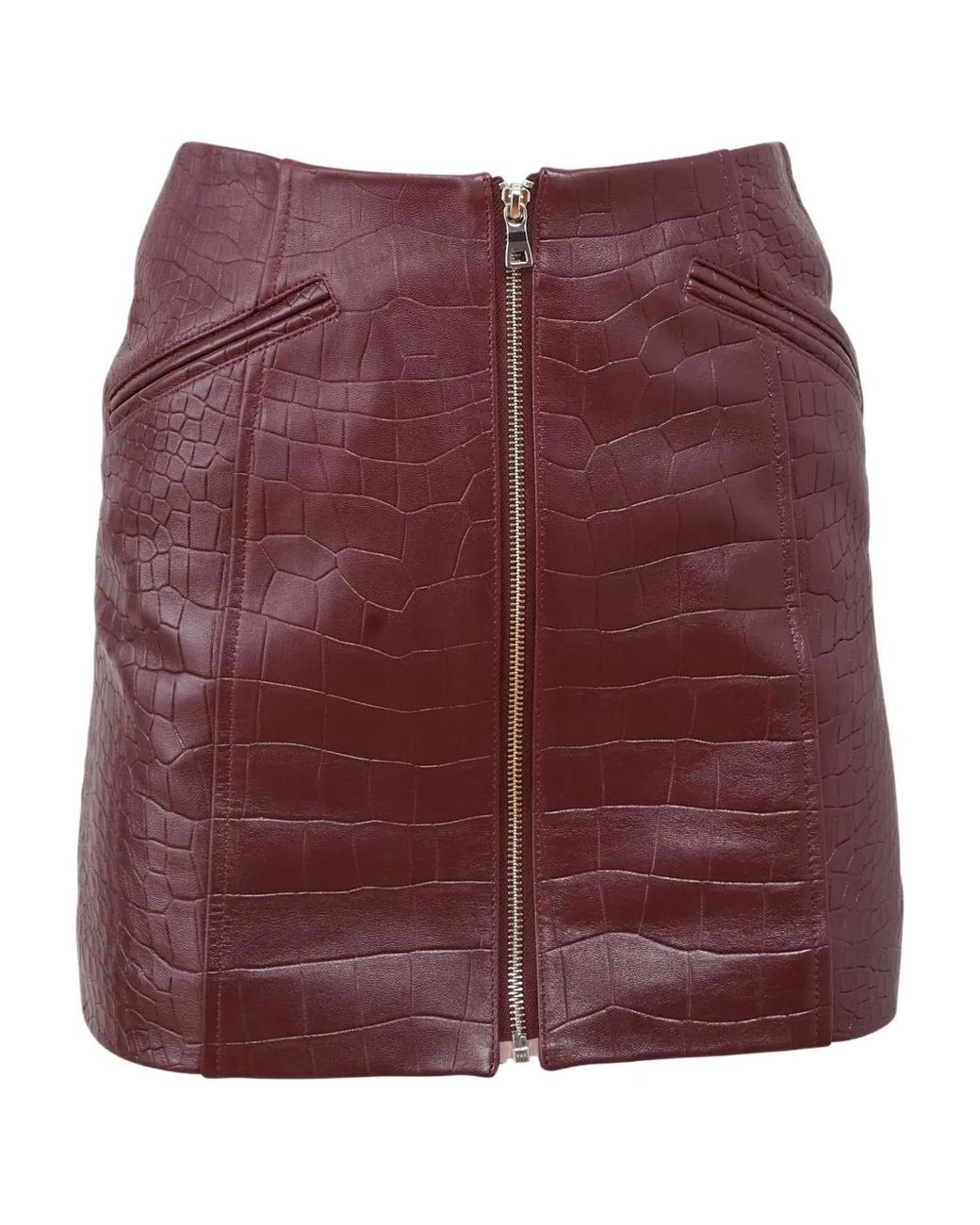 Fleur du Mal Piper Crocodile-Effect Zip-Front Skirt in Purple | Lyst