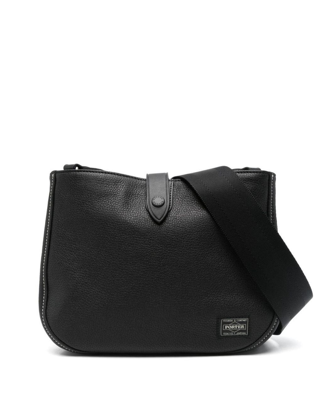 Porter-Yoshida and Co Leather Messenger Bag in Black for Men | Lyst
