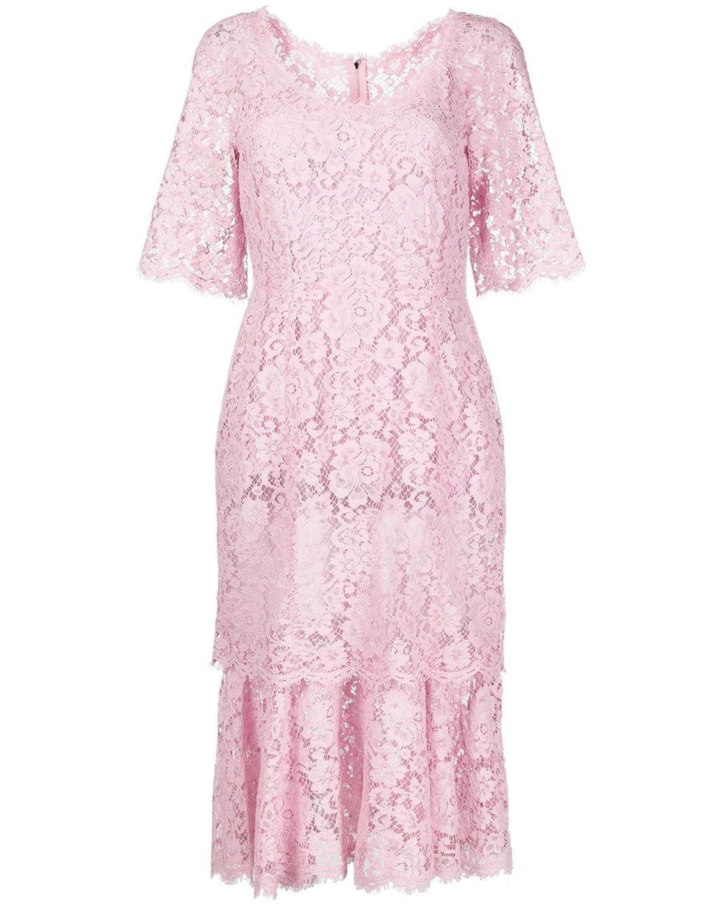 Pink Dress With Black Lace Overlay