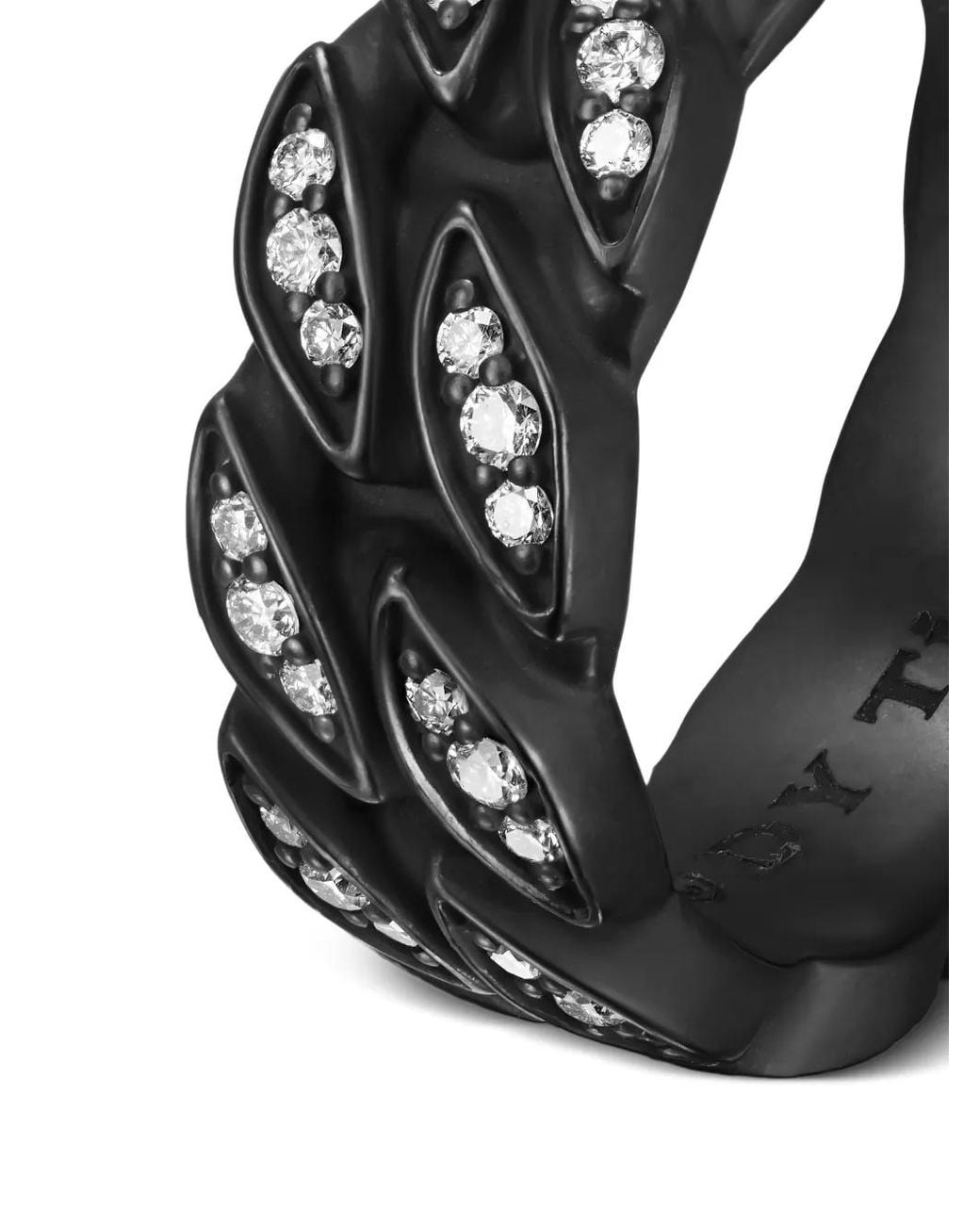 David Yurman Titanium Curb-Chain Diamond Ring in Black for Men | Lyst