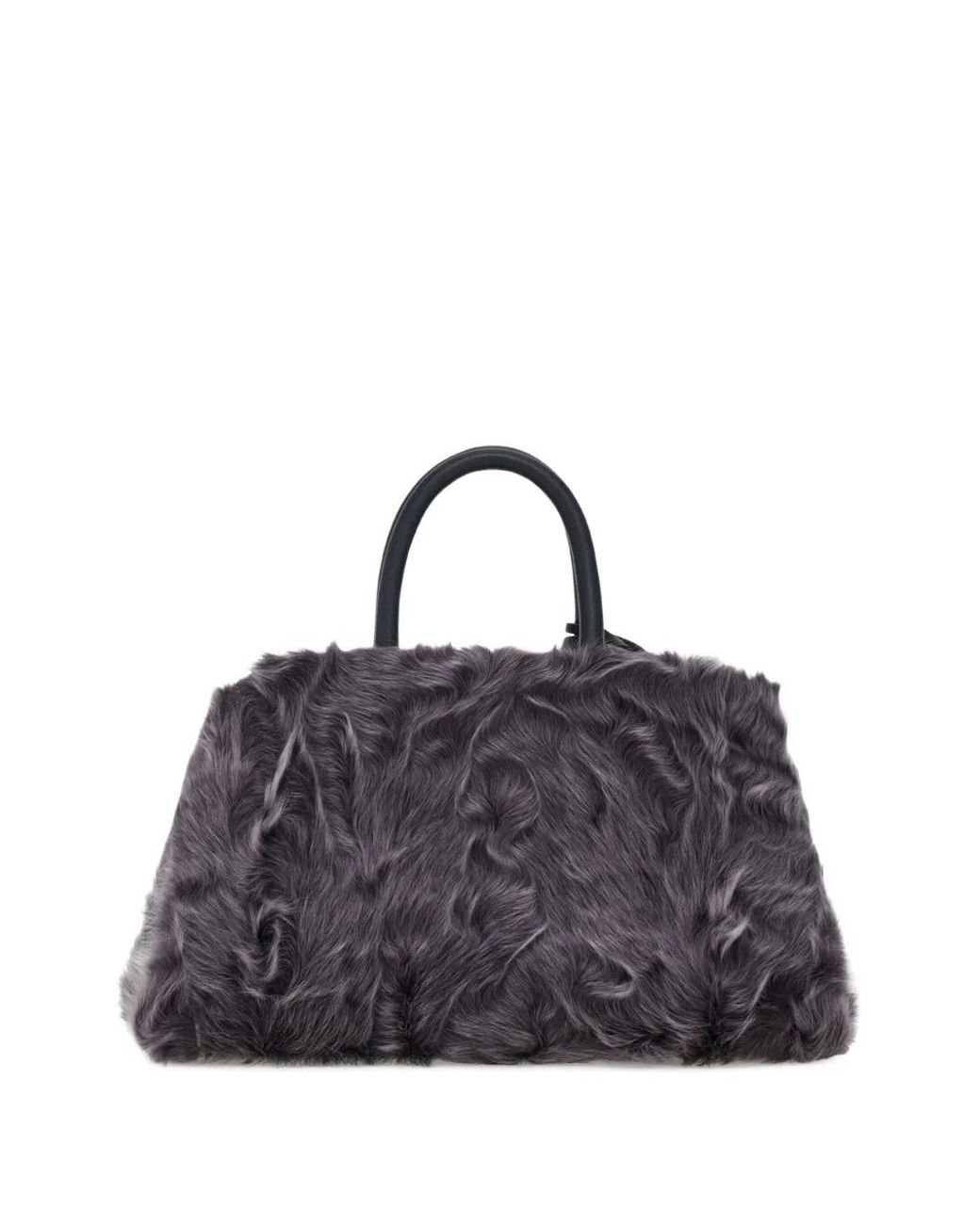 Ferragamo Mini Hug Shearling-Front Cross Body Bag in Blue | Lyst