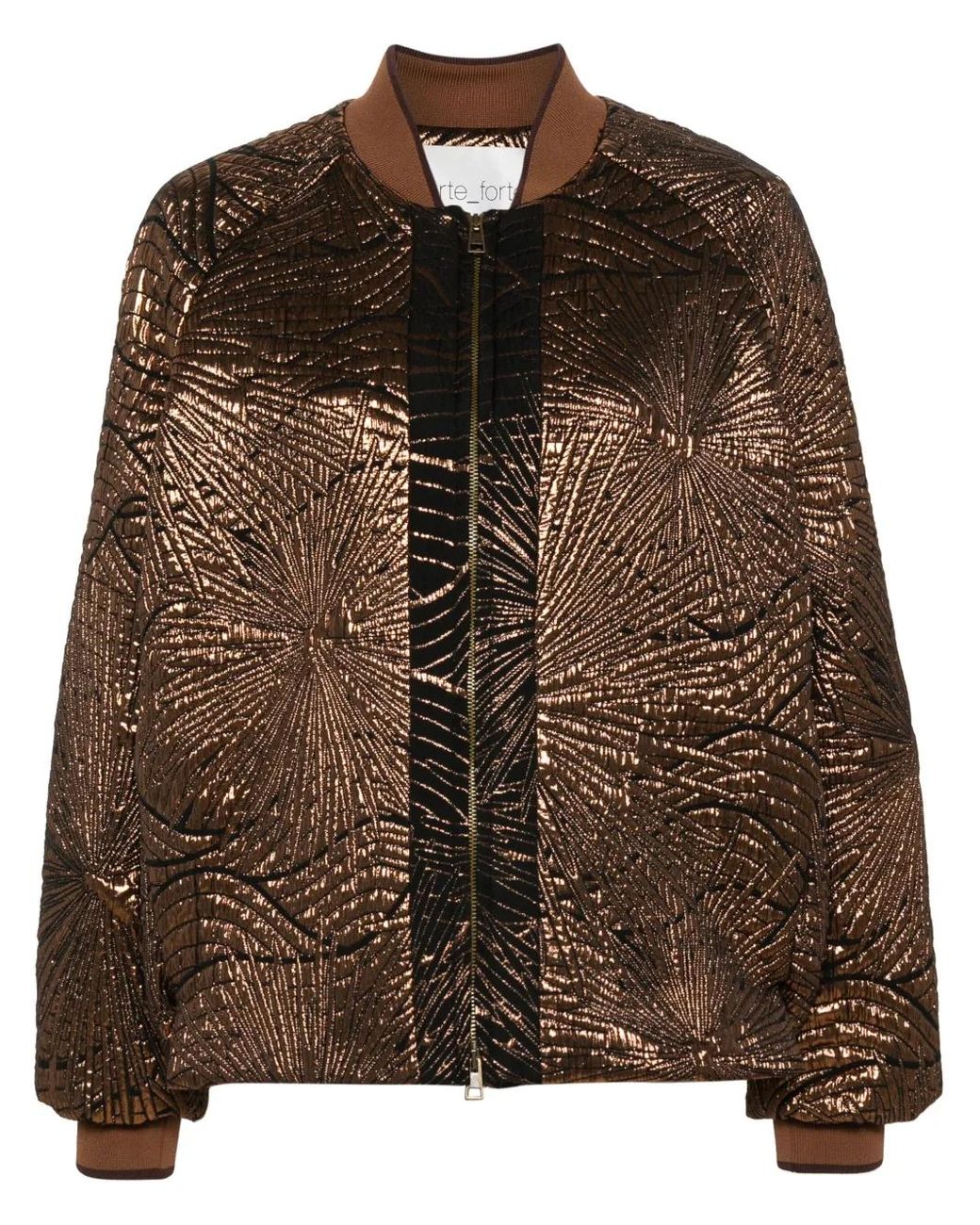 forte_forte Laminated-Finish Bomber Jacket in Brown | Lyst