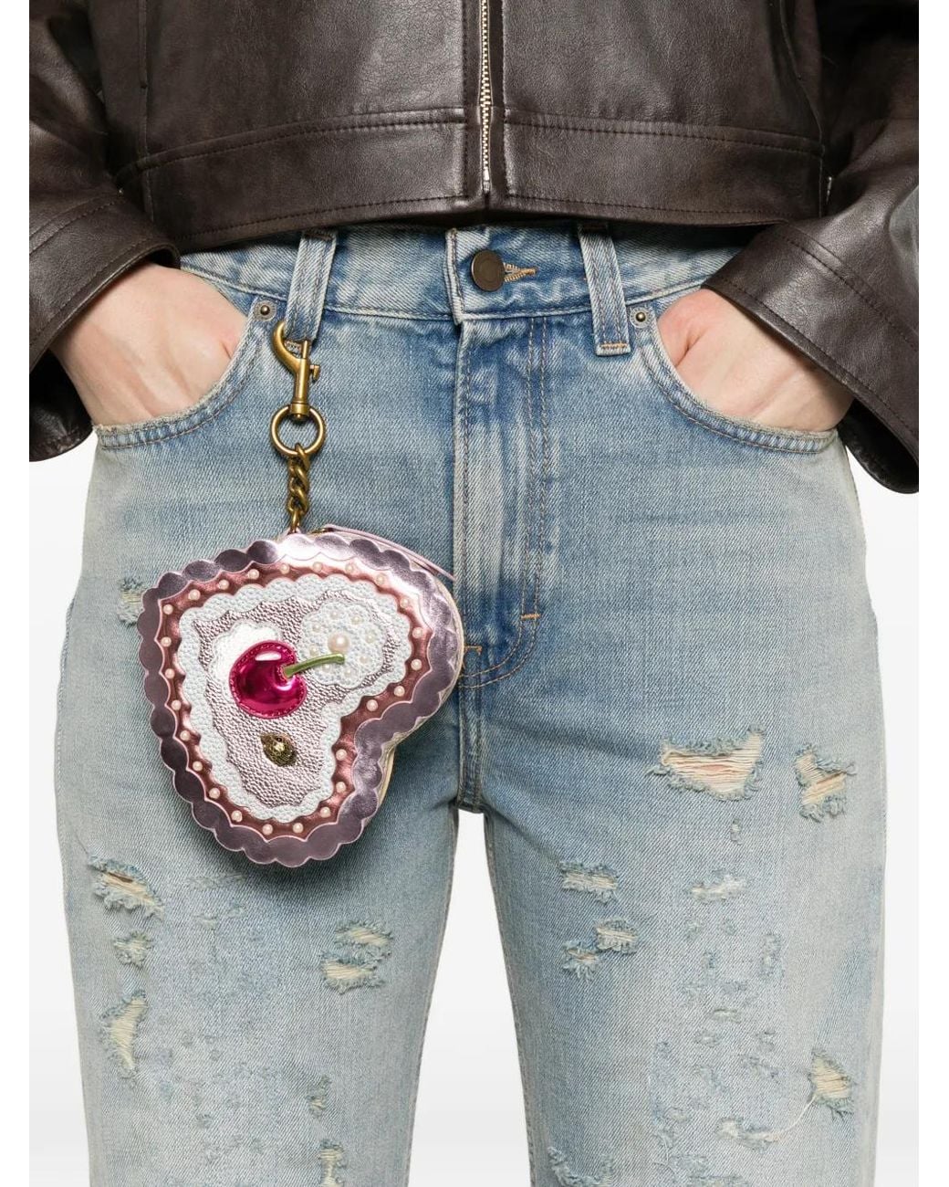 Kurt Geiger Heart Cake Bag Charm in Pink | Lyst