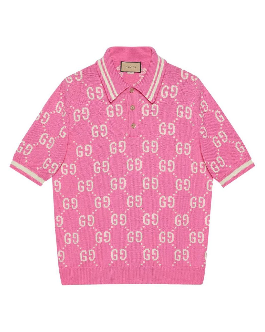 Gucci GG Cotton Intarsia Polo in Pink for Men | Lyst
