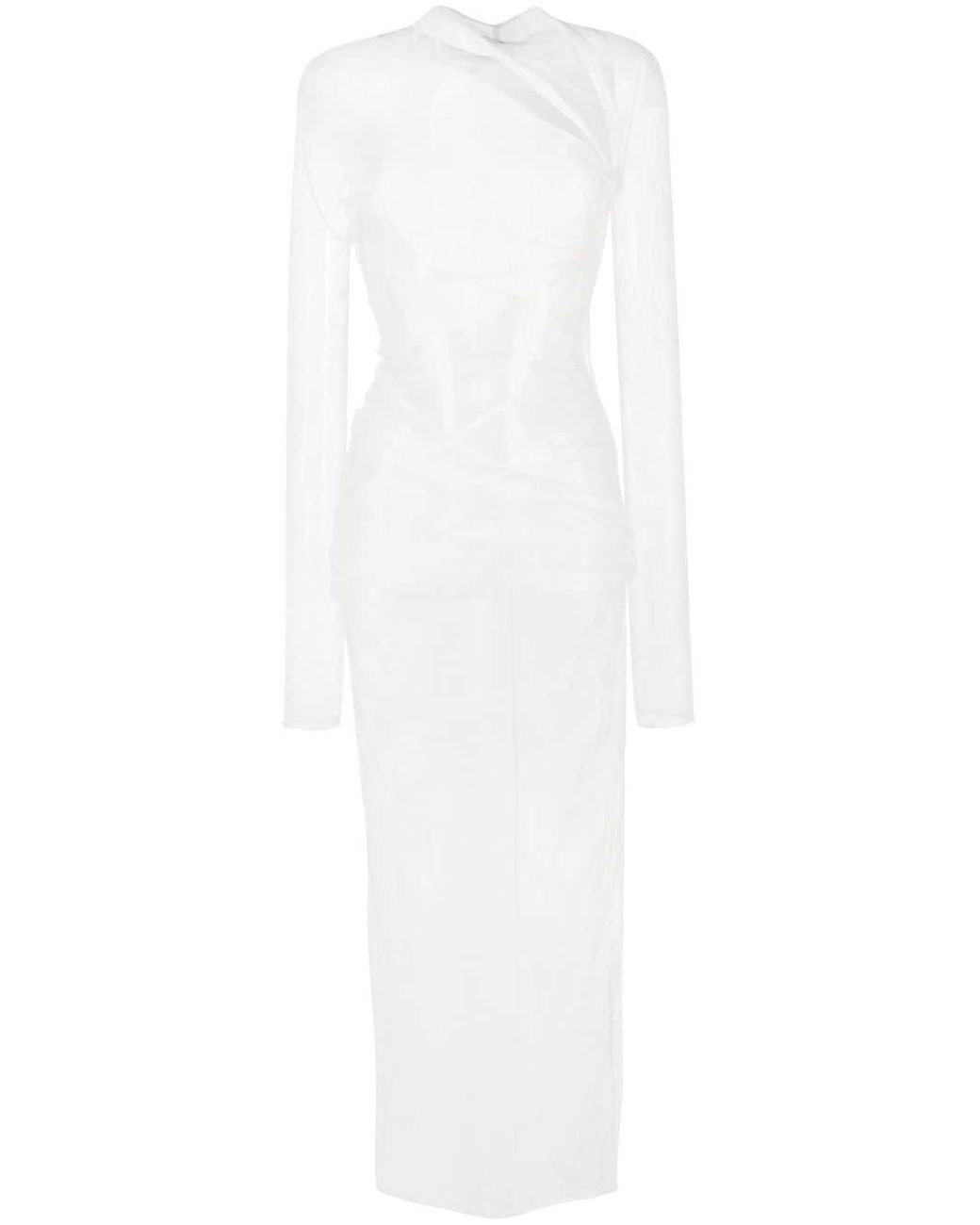 Jacquemus Twist Lace Sheer Dress In White Lyst