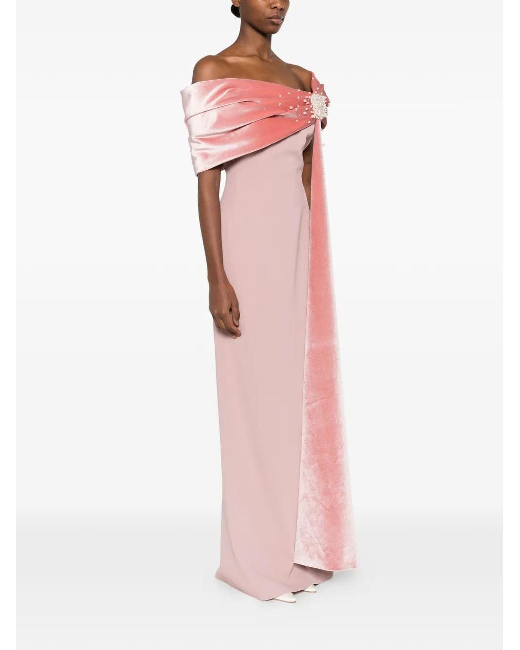 Jean Louis Sabaji Embellished Draped Maxi Dress in Pink | Lyst