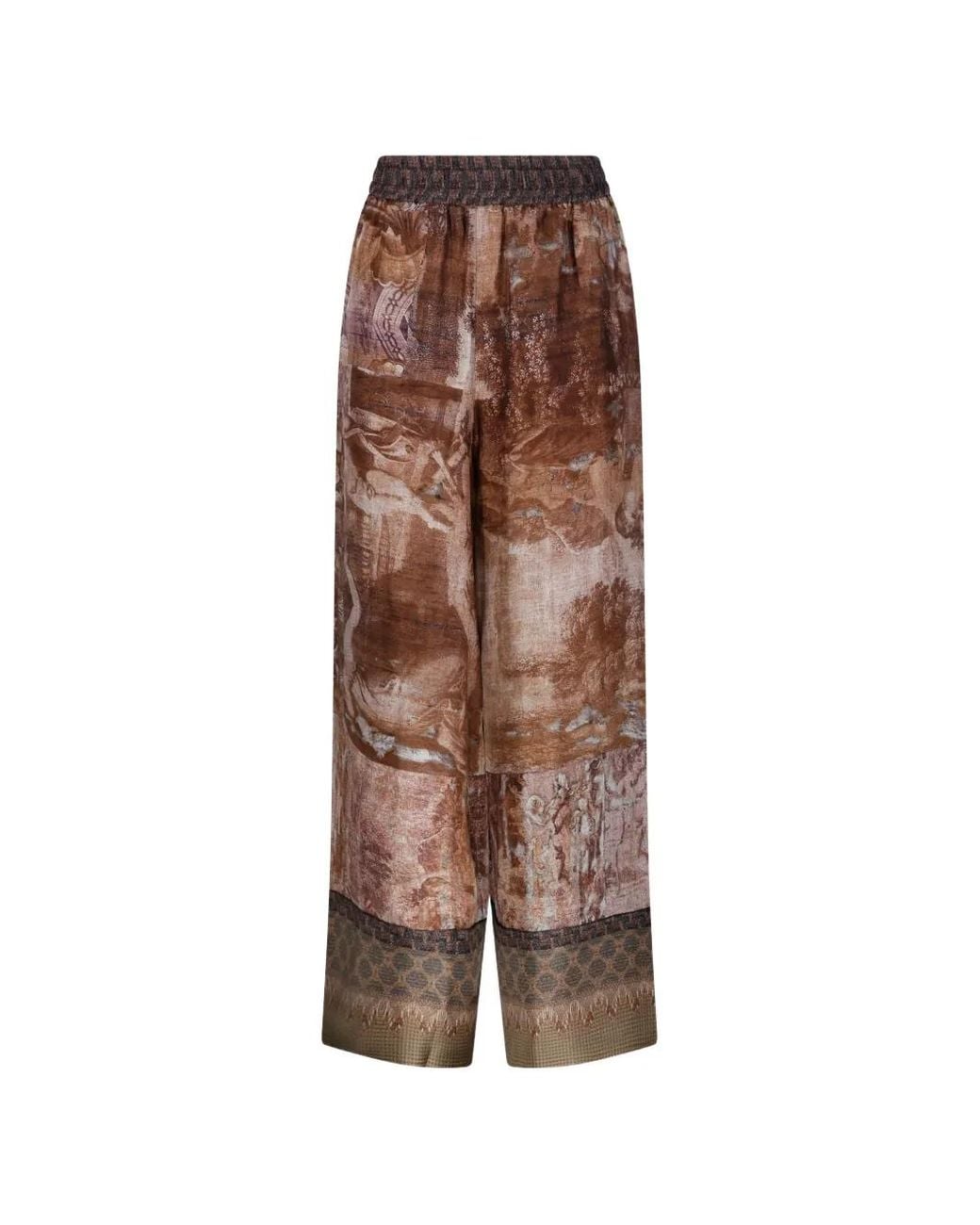 Pierre Louis Mascia Aloe Print Trousers in Brown | Lyst UK
