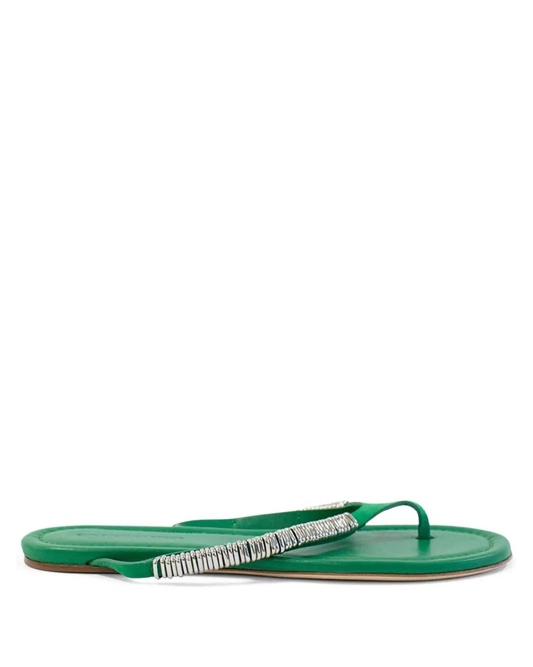 Christopher Esber Frida Pierced Suede Flat Sandals in Green | Lyst