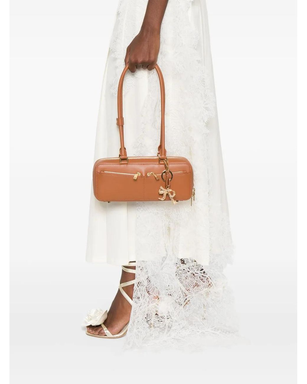 Self-Portrait Crystal-Embellished Tote Bag in Brown | Lyst