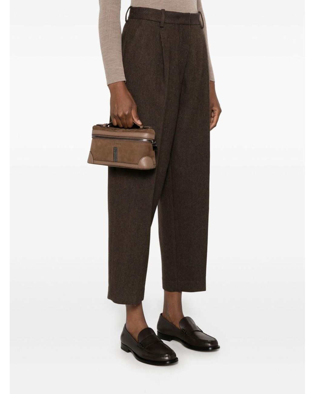 Peserico Suede Tote Bag in Brown | Lyst UK