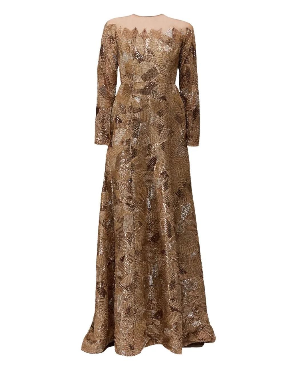 THA SEEN Sequin-Embellishment Maxi Dress in Natural | Lyst