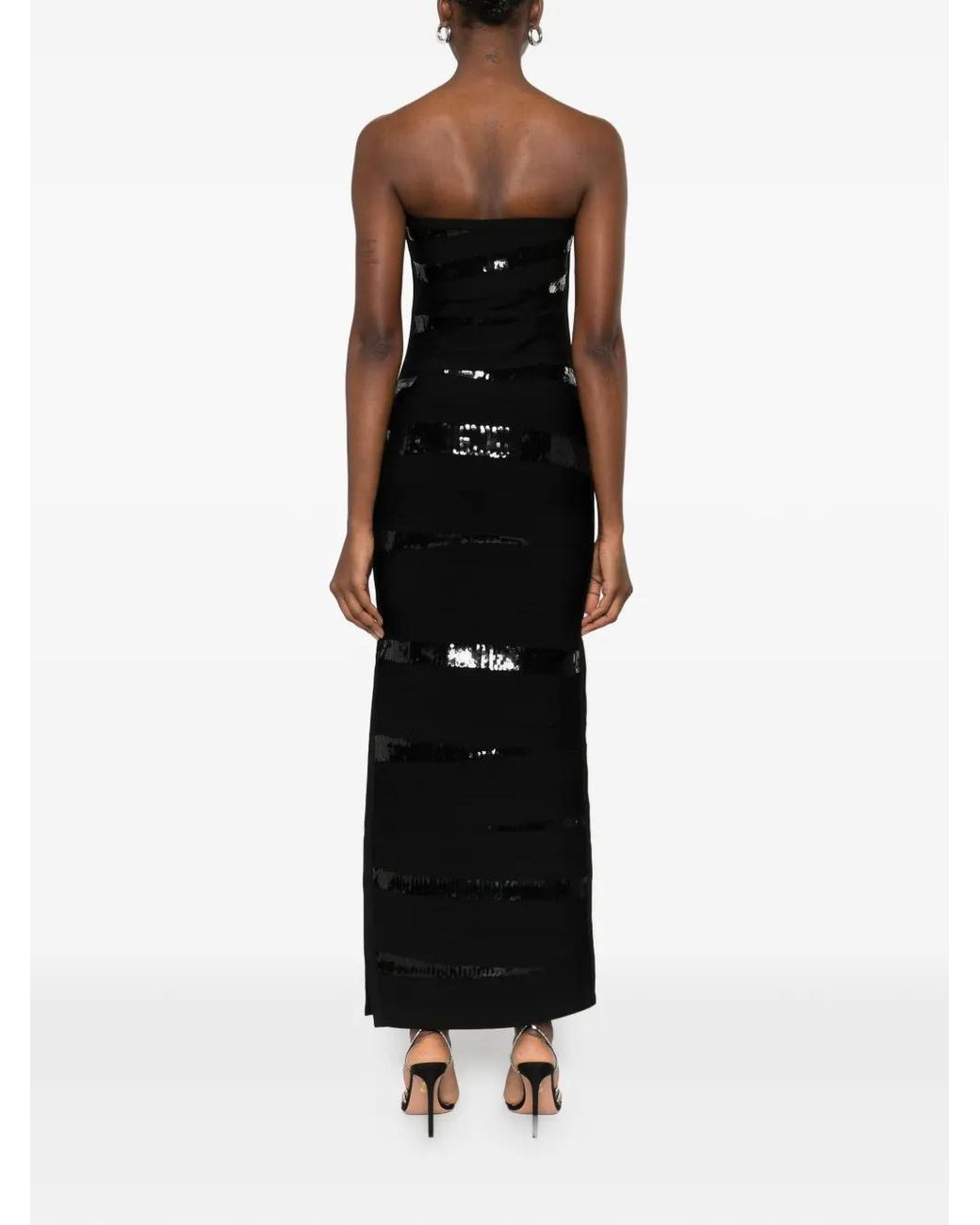 Hervé Léger Chiara Gown Sequin-Embellished Midi Dress in Black | Lyst