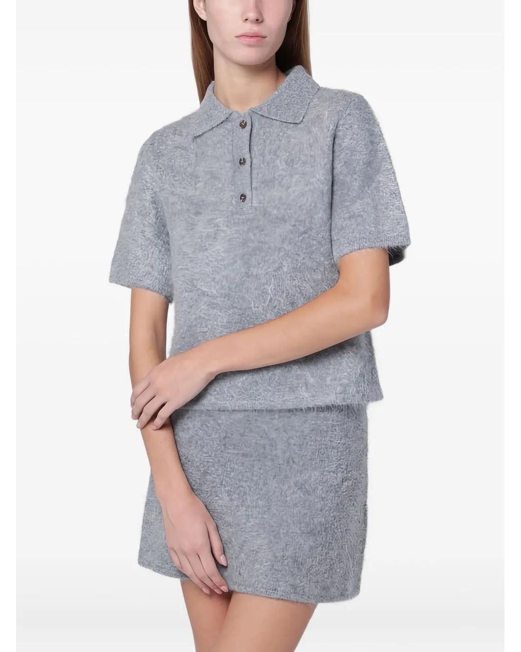 Almada Label Maika Polo Top in Gray | Lyst