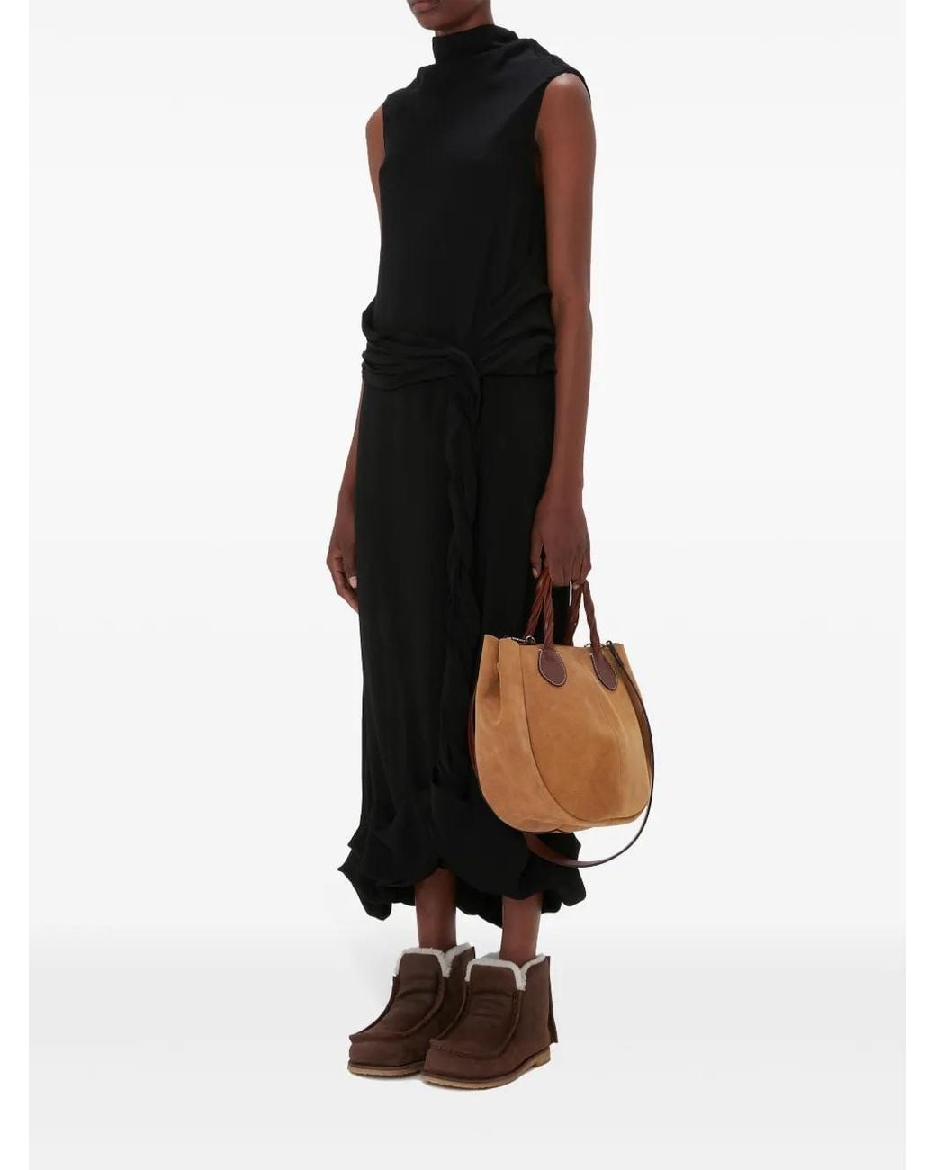 JW Anderson Twisted Sheer Draped Open-Back Dress in Black | Lyst