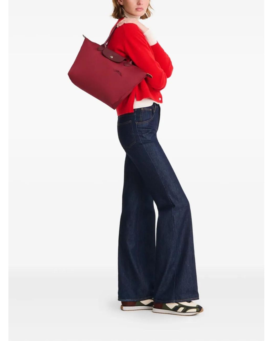 Longchamp Le Pliage Medium Tote Bag in Red | Lyst