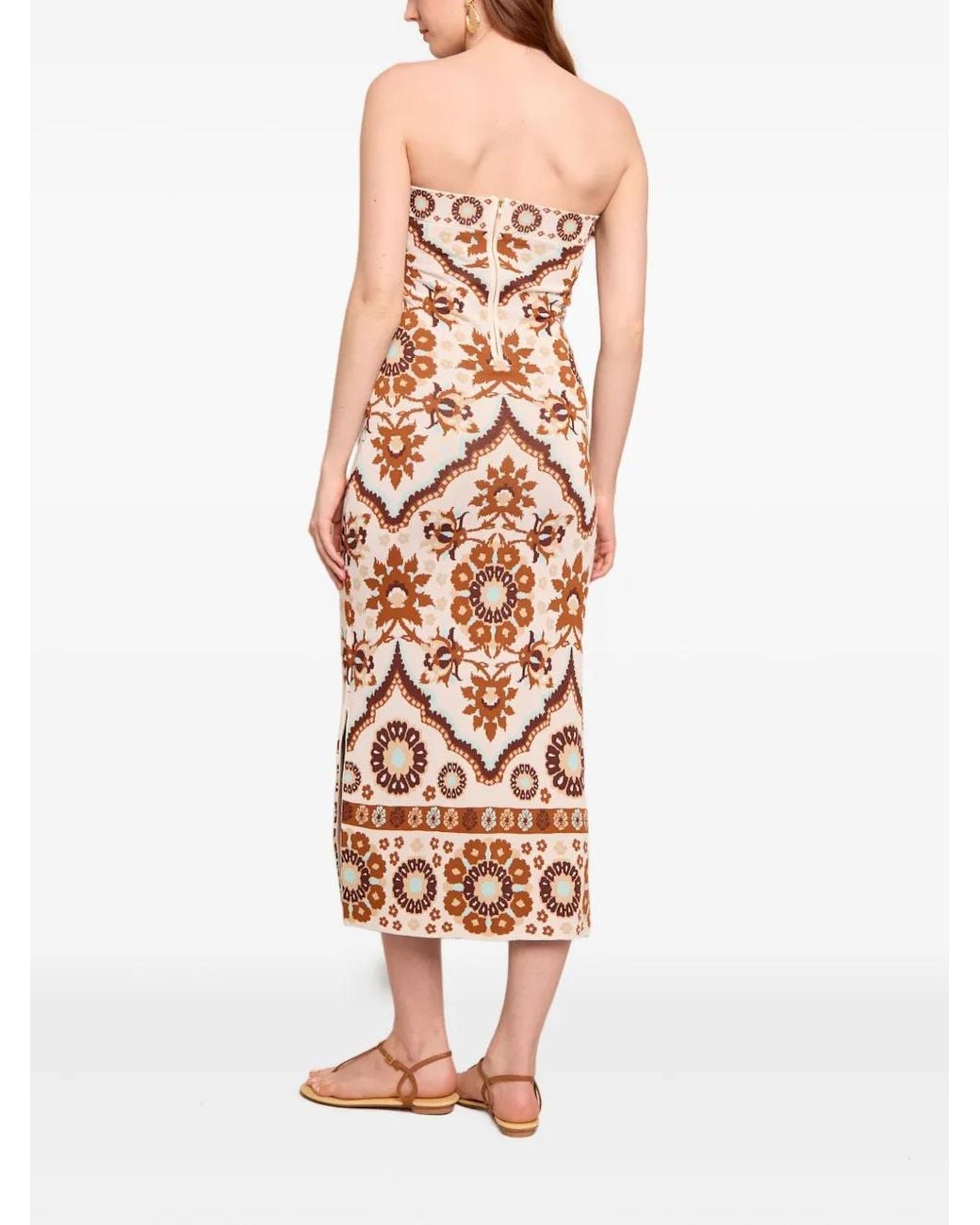Cara Cara Rome Floral-Print Midi Dress in Metallic | Lyst