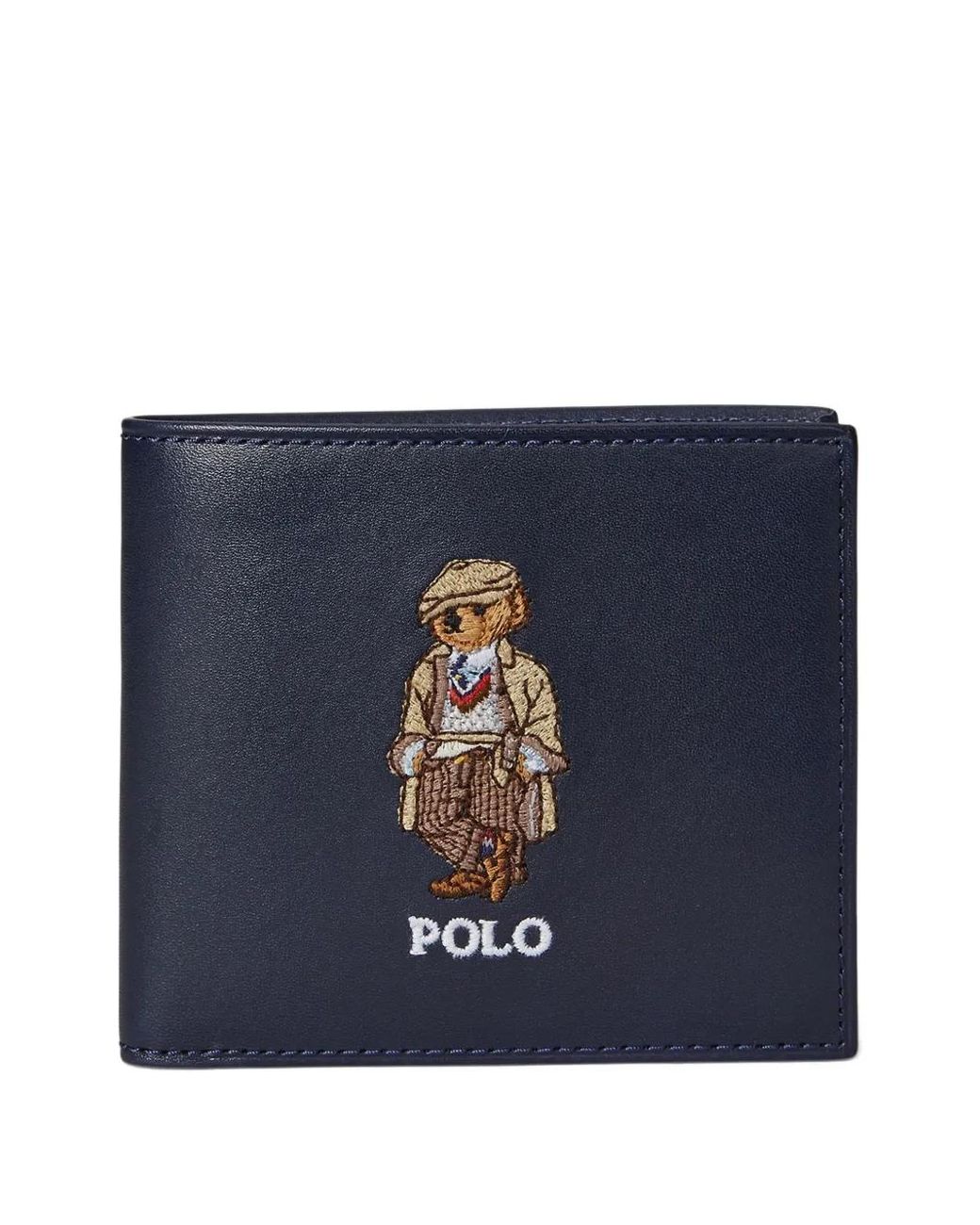 Polo Ralph Lauren Polo Bear-Embroidered Leather Wallet in Blue for Men ...