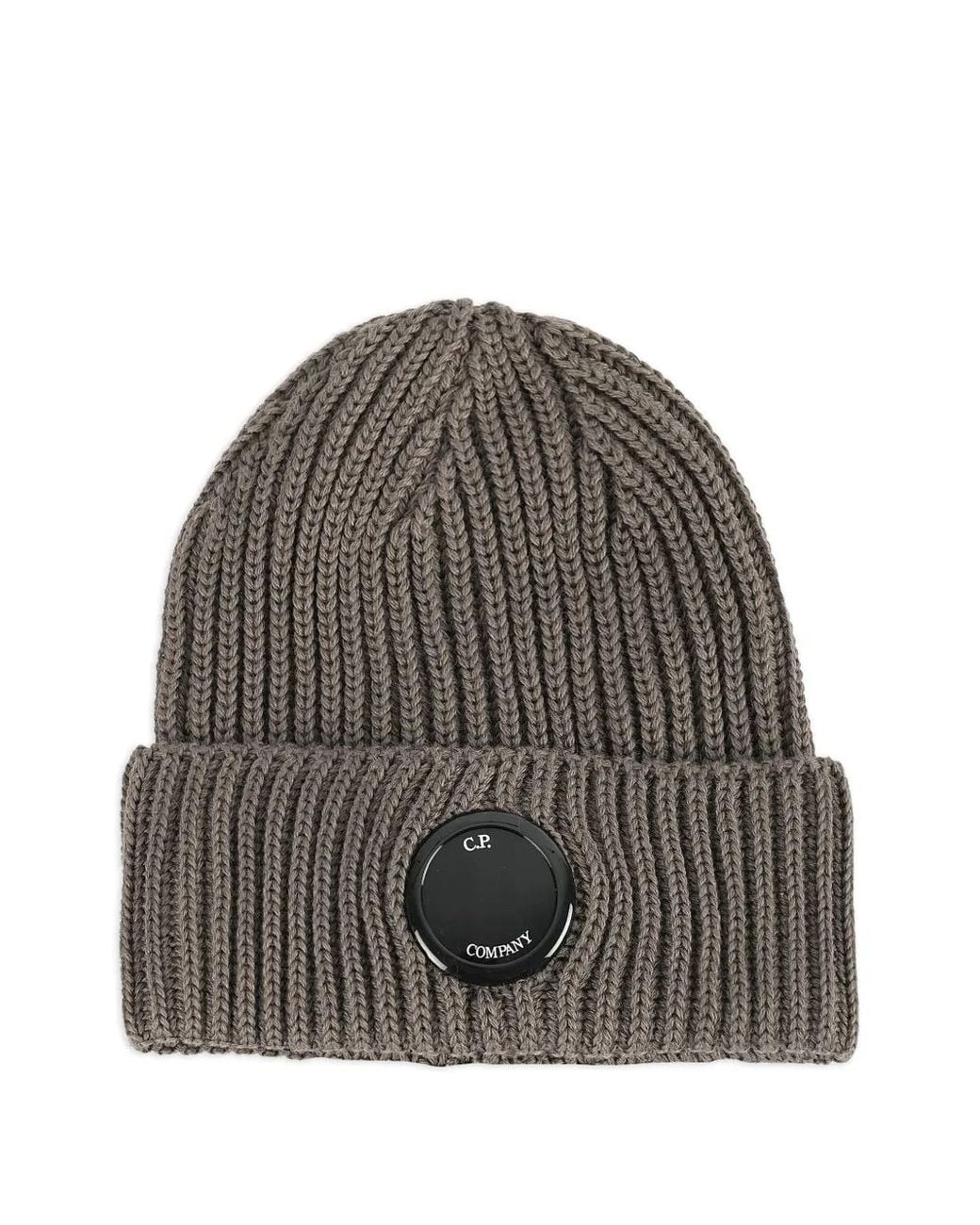C.P. Company Ribbed-Detail Logo-Patch Beanie in Grey for Men | Lyst UK