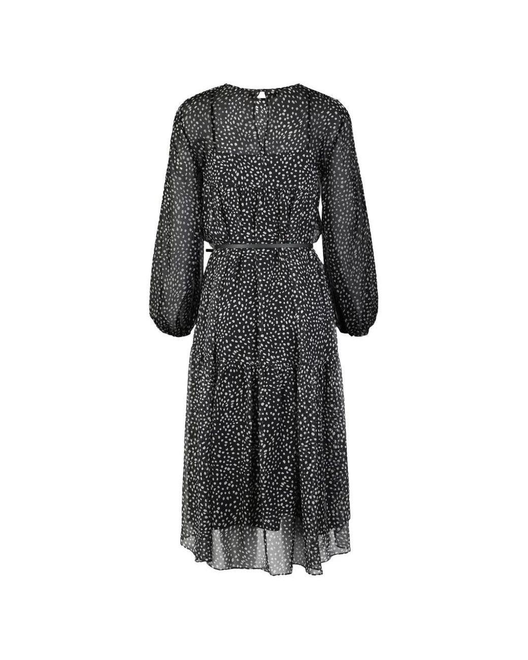 Max Mara Polka Dot Ruffled Dress in Gray | Lyst