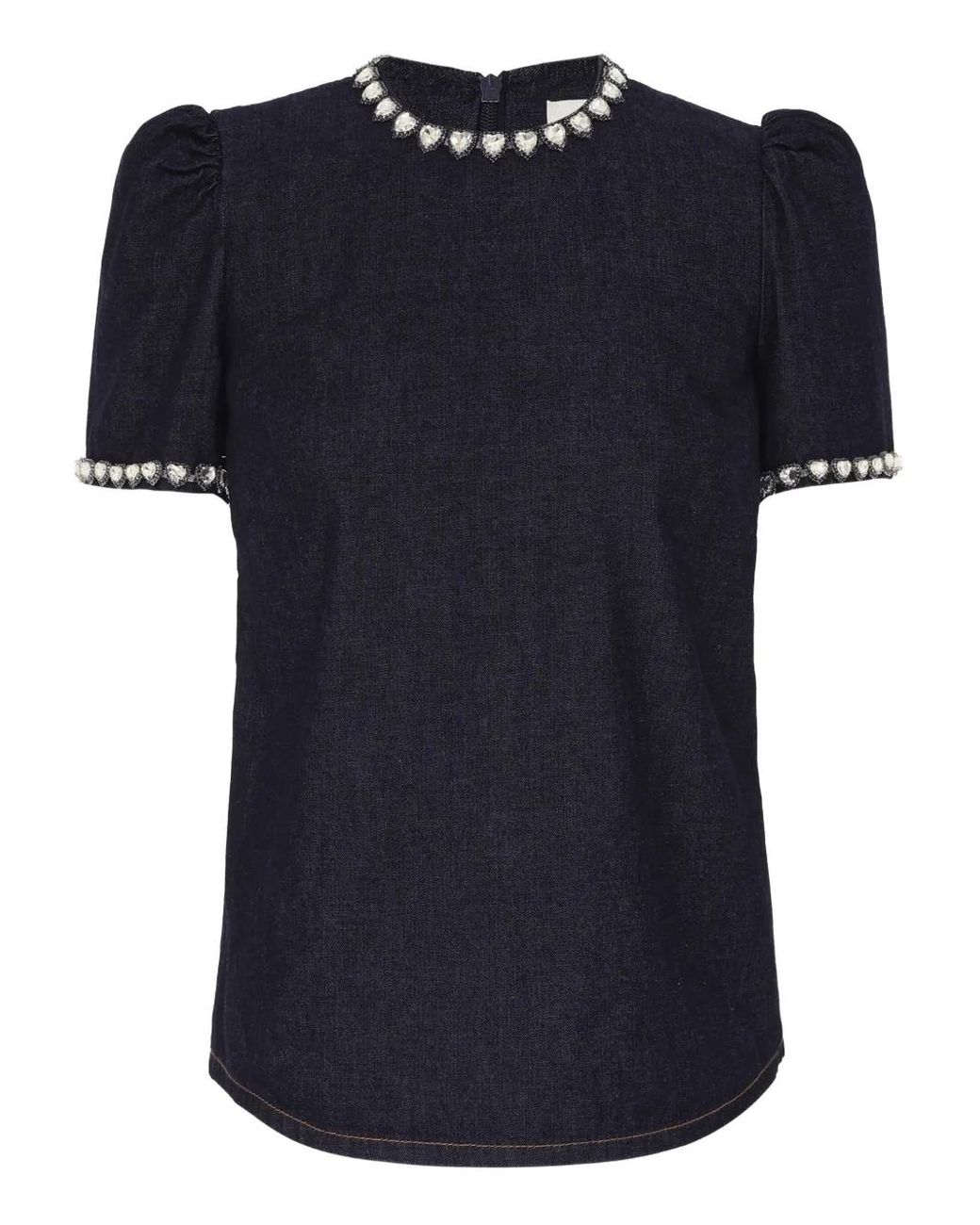 Zimmermann Embellished Denim Top in Blue | Lyst