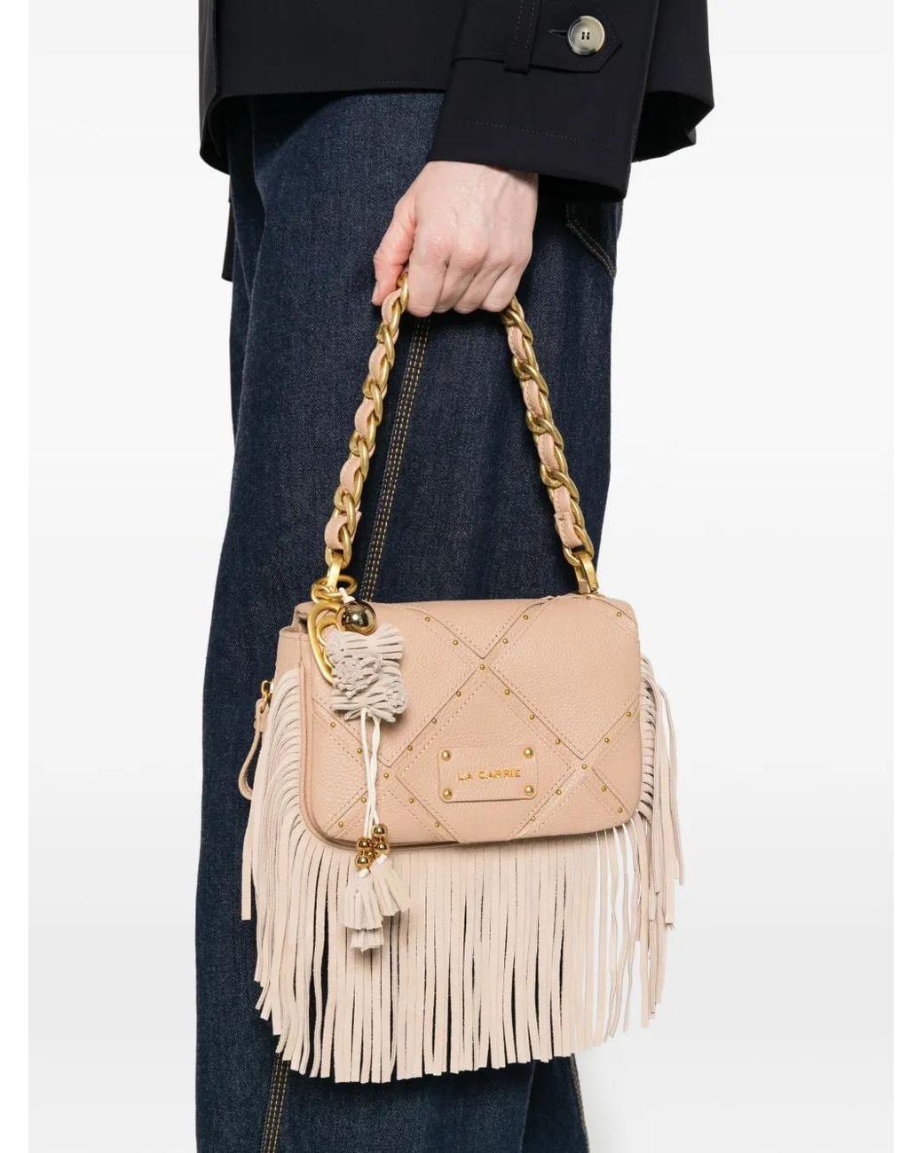 La Carrie Small Isabel Shoulder Bag in Natural | Lyst