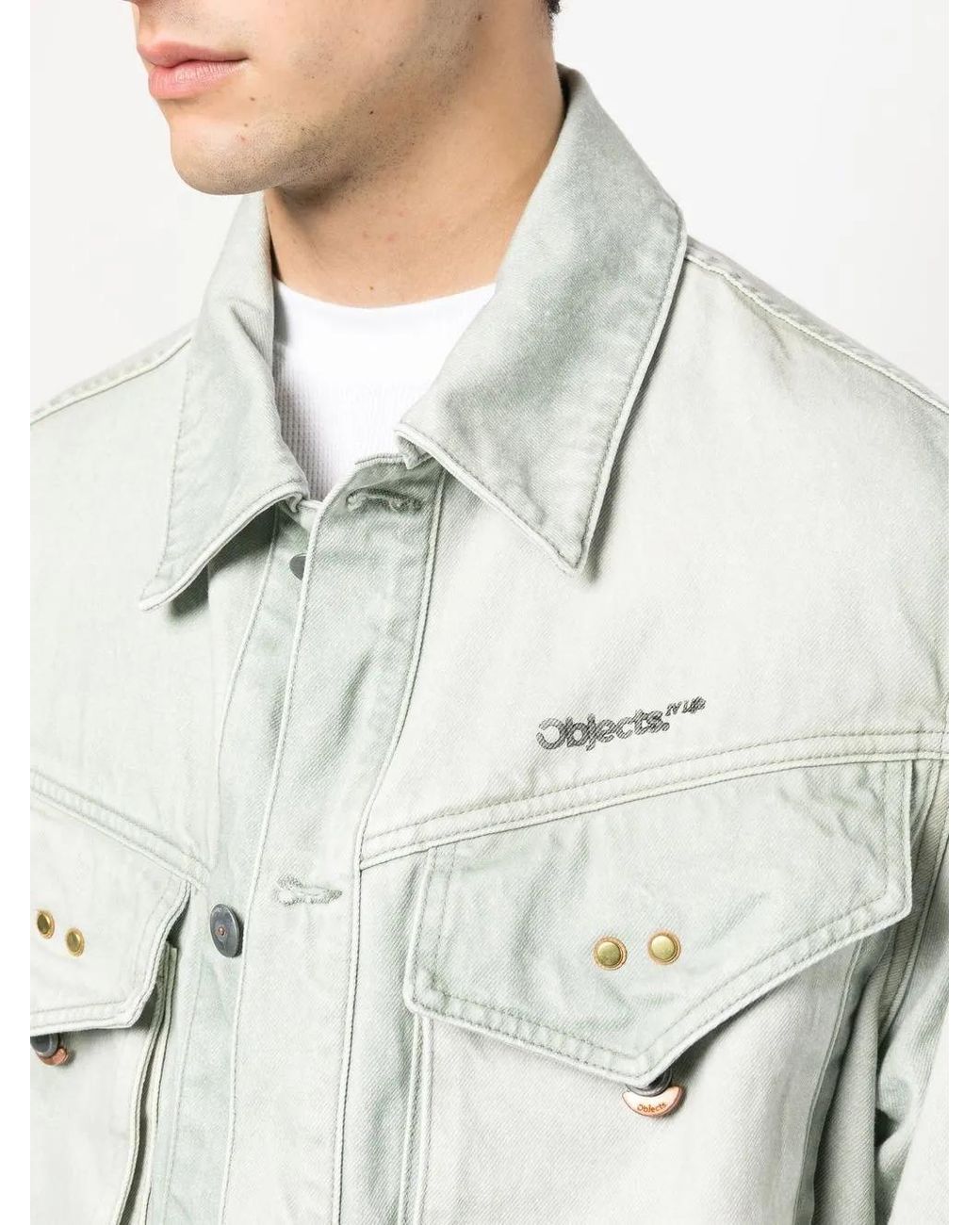 Objects IV Life Logo-Embroidered Denim Jacket in Gray for Men | Lyst