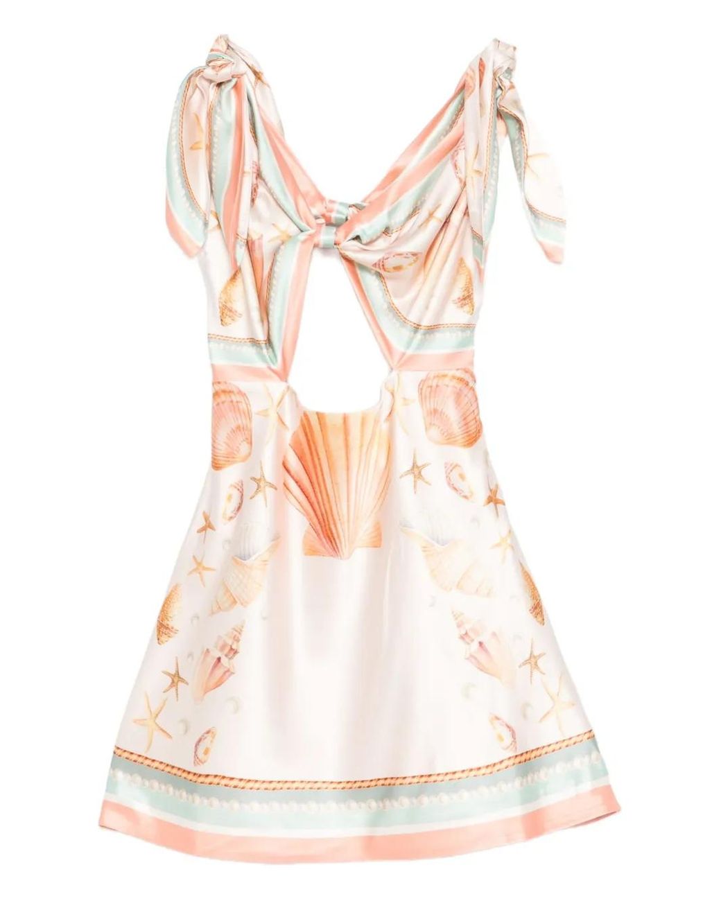 retroféte Icelyn Shell-Print Knot-Front Mini Dress in White | Lyst