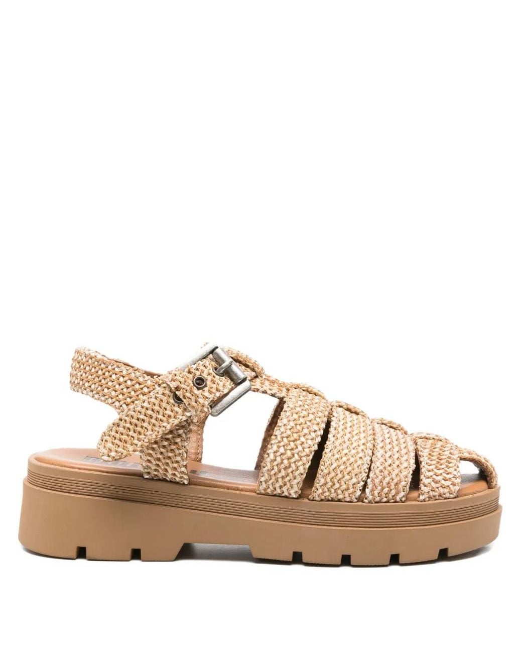 Bibi Lou Woven-Texture Flat Sandals in Natural | Lyst