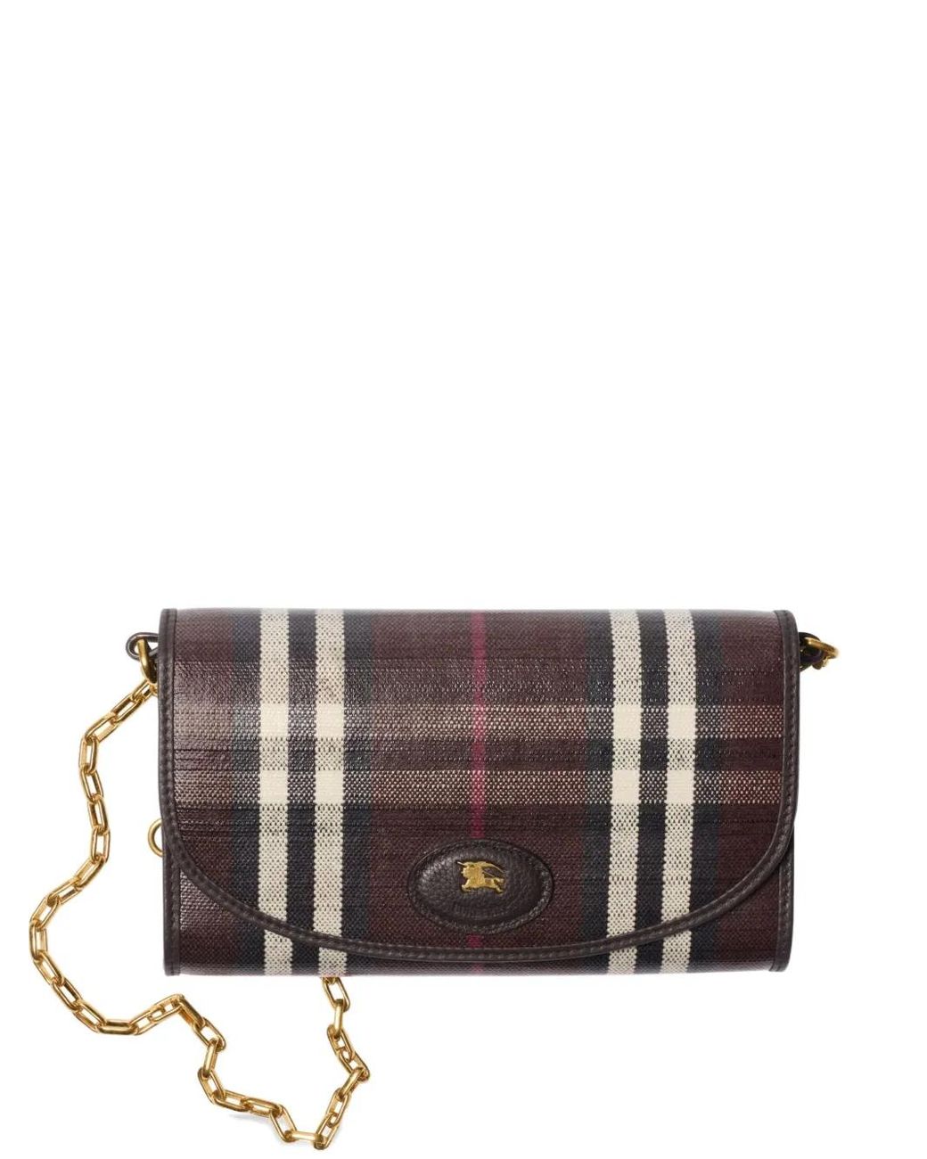 Burberry Highlands Check-Pattern Chain Wallet in Brown | Lyst UK