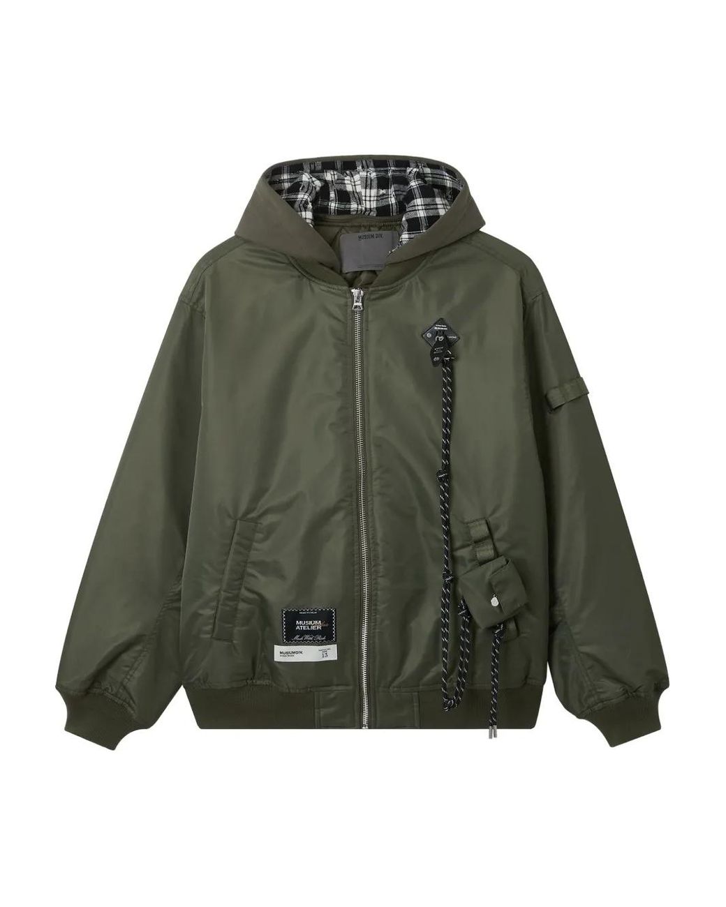 Musium Div. Logo-Patch Hooded Jacket in Green for Men | Lyst UK