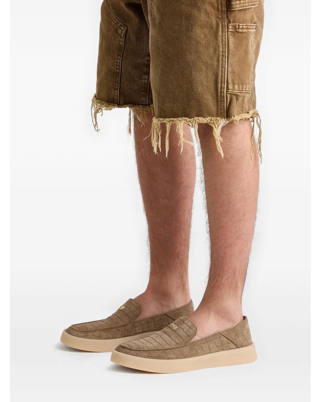 HIDE & JACK Croc-Effect Logo Loafers in Natural | Lyst