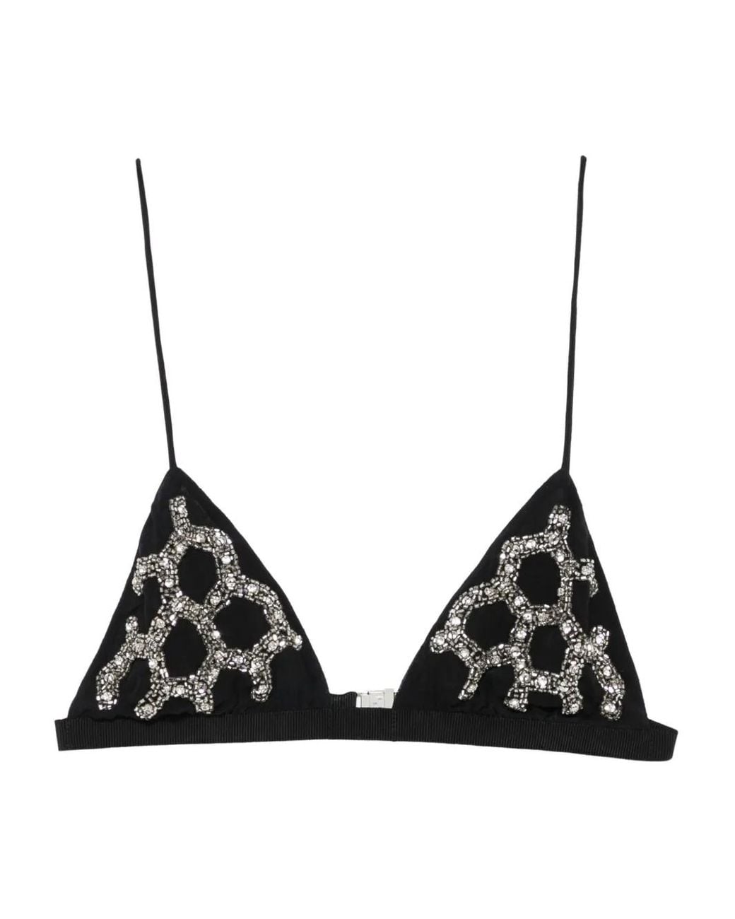 Patrizia Pepe Embroidered Triangle-Cup Bra in Black | Lyst UK