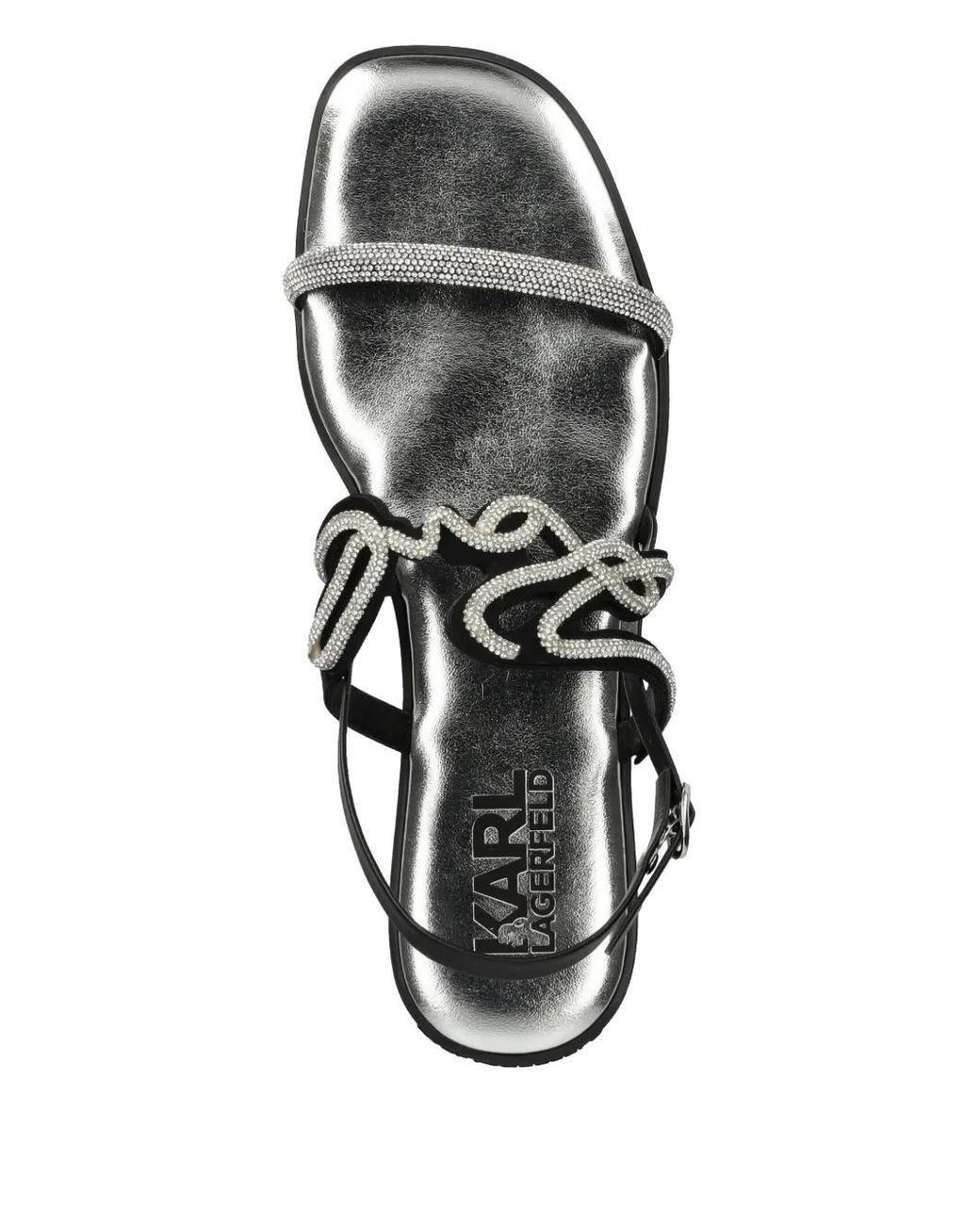 KARL LAGERFELD Logo-Lettering Sandals in White | Lyst