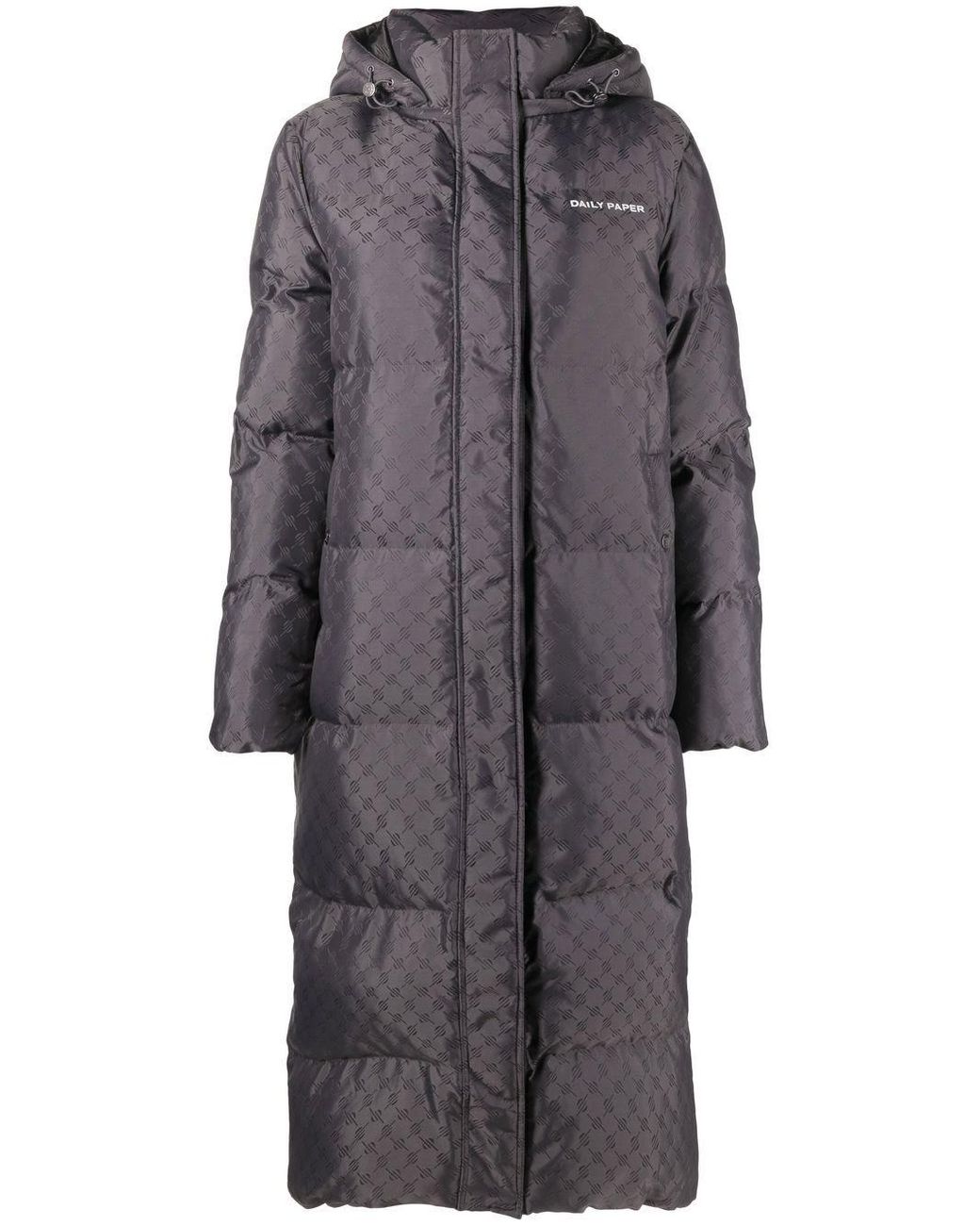 Daily Paper Nisbeth Monogram Jacquard Long Puffer Coat in Grey | Lyst UK