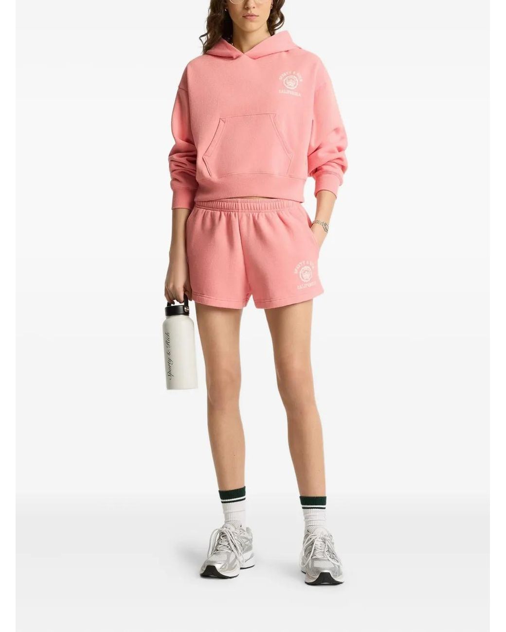 Sporty & Rich Logo-Detail Shorts in Pink | Lyst