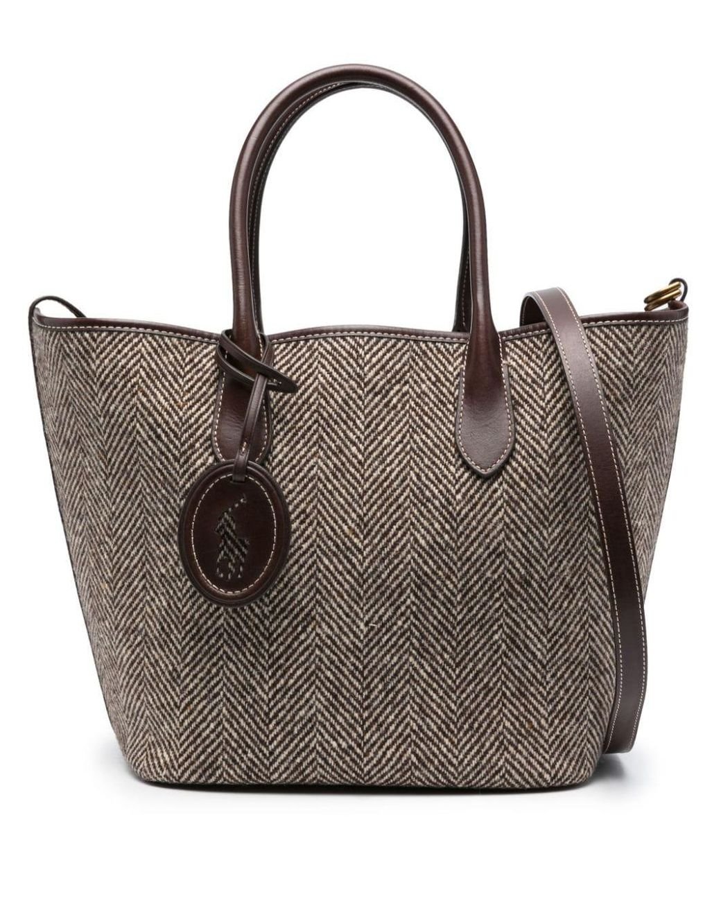 Polo Ralph Lauren Bellport Herringbone-pattern Tote Bag in Brown | Lyst