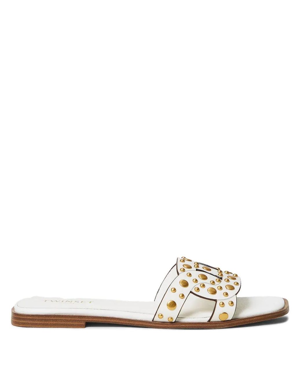 Twinset Stud-Embellished Slides in White | Lyst
