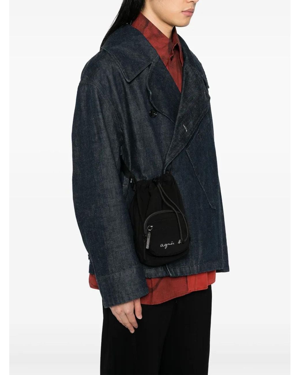 agnès b. Mini Logo Messenger Bag in Black | Lyst