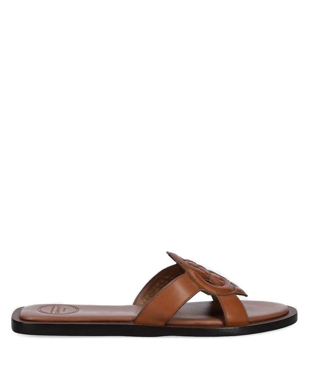 GANT Leather Embellishment-Detail Flat Sandals in Brown | Lyst