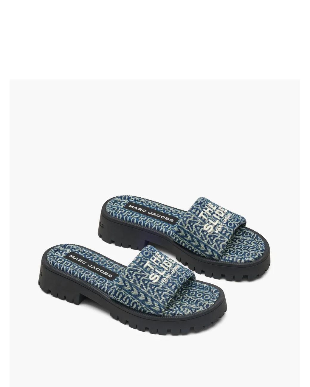Marc Jacobs The Slide Monogram Denim Sandals in Blue | Lyst