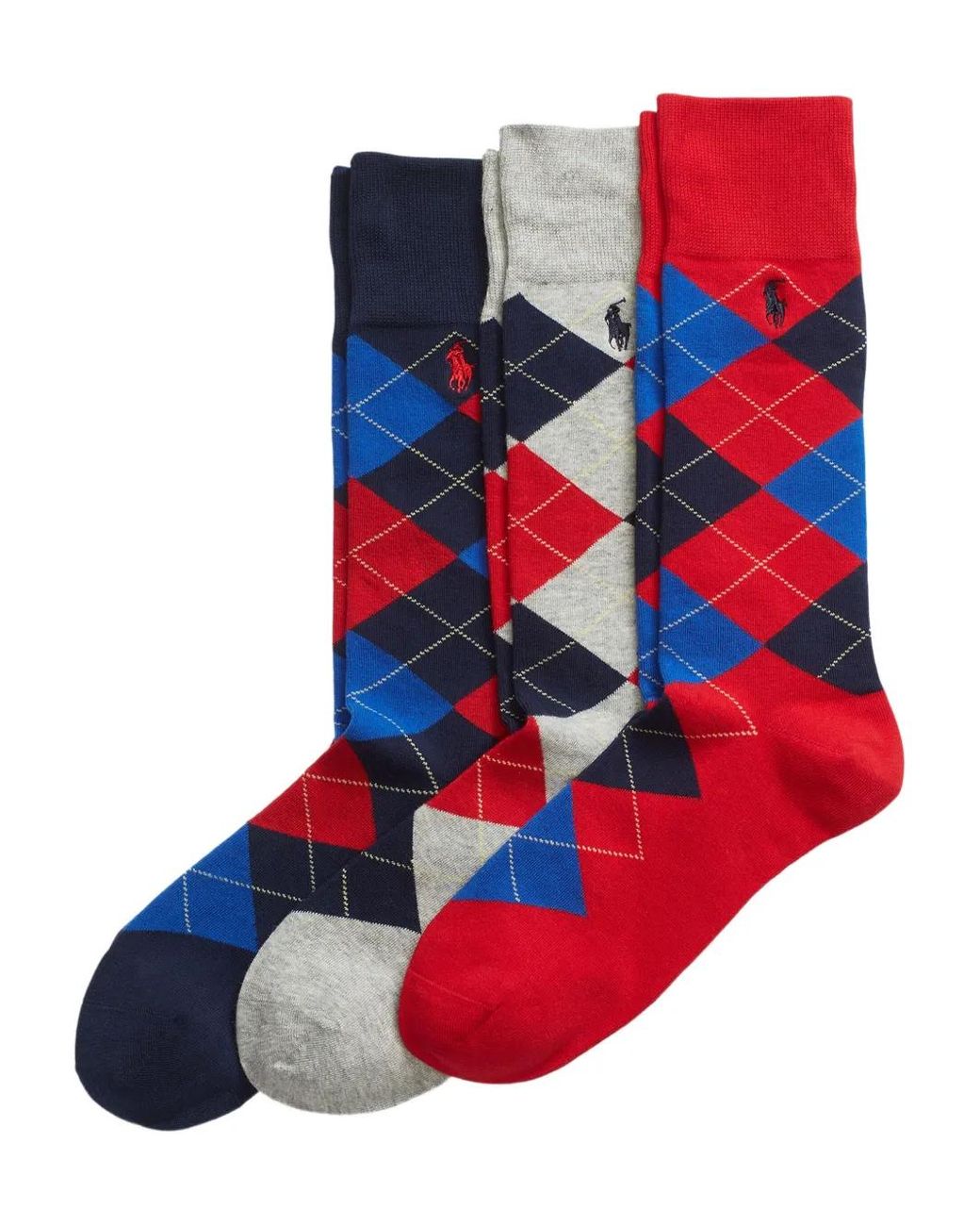 Polo Ralph Lauren Argyle-Pattern Socks (Pack Of Three) in Blue for Men ...