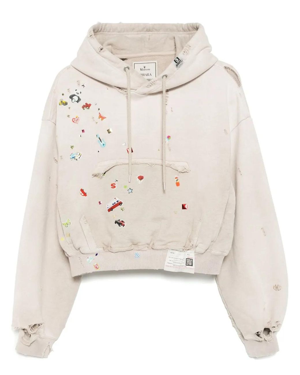Maison Mihara Yasuhiro Sun Faded Like Sticker Print Hoodie in Natural ...