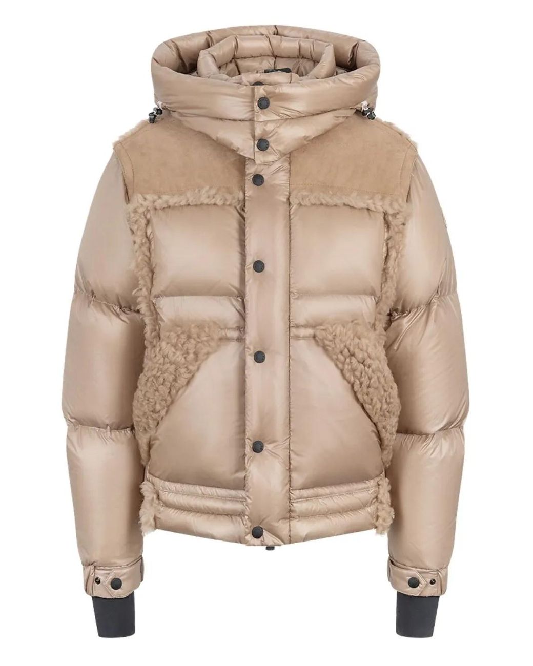Moncler Shearling-Trimmed Puffer Jacket in Natural for Men | Lyst