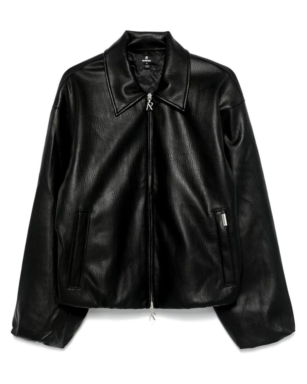 Represent Faux Leather Bomber Jacket in Black for Men | Lyst