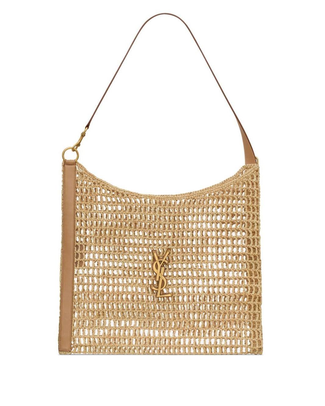 Saint Laurent Raffia Crochet Tote Bag in Natural | Lyst
