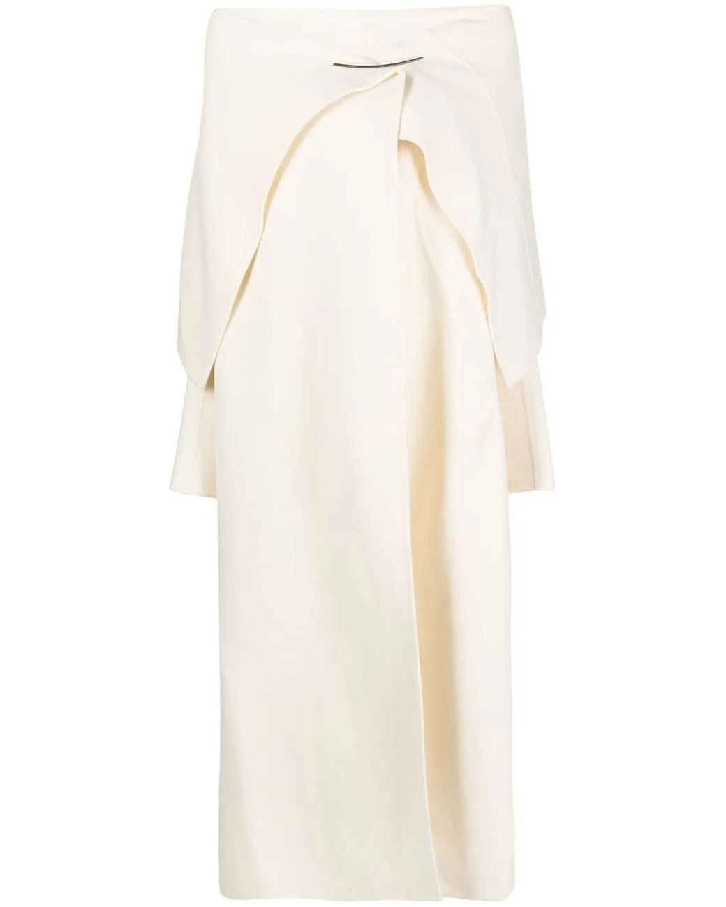 The Row Cashmere Drape-Detail Coat in White | Lyst