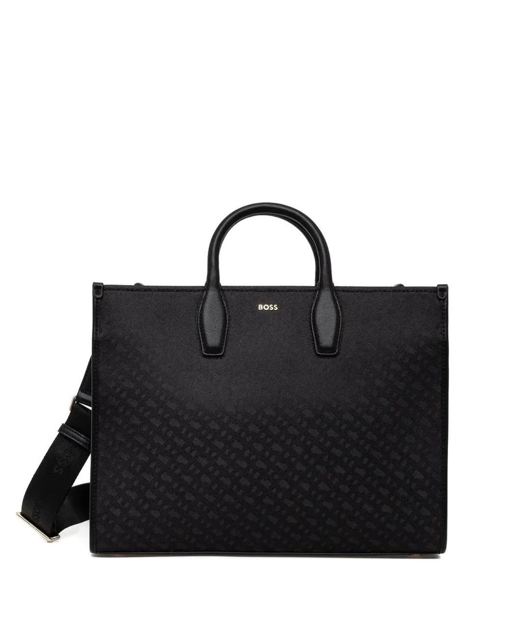 BOSS Logo Monogram Tote Bag in Black | Lyst