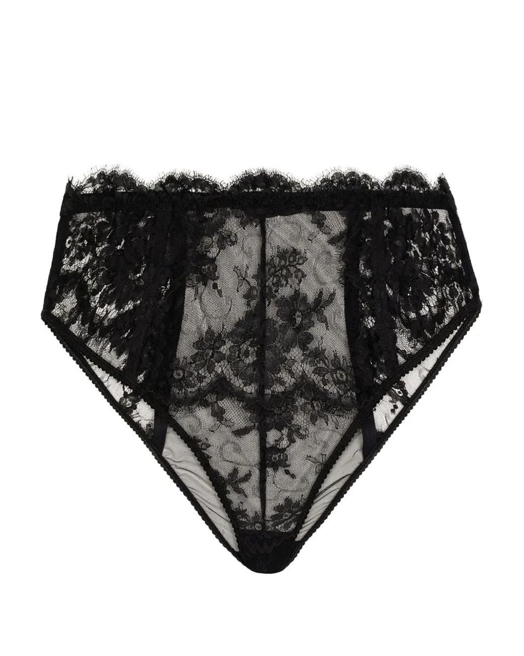 Dolce & Gabbana High-Waisted Floral-Lace Briefs in Black | Lyst